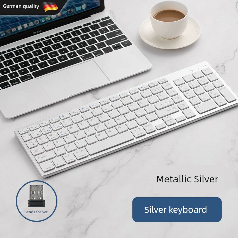Немецкая беспроводная Bluetooth-клавиатура и мышь, комплект с бесшумной зарядкой, совместимый с планшетами, ноутбуками