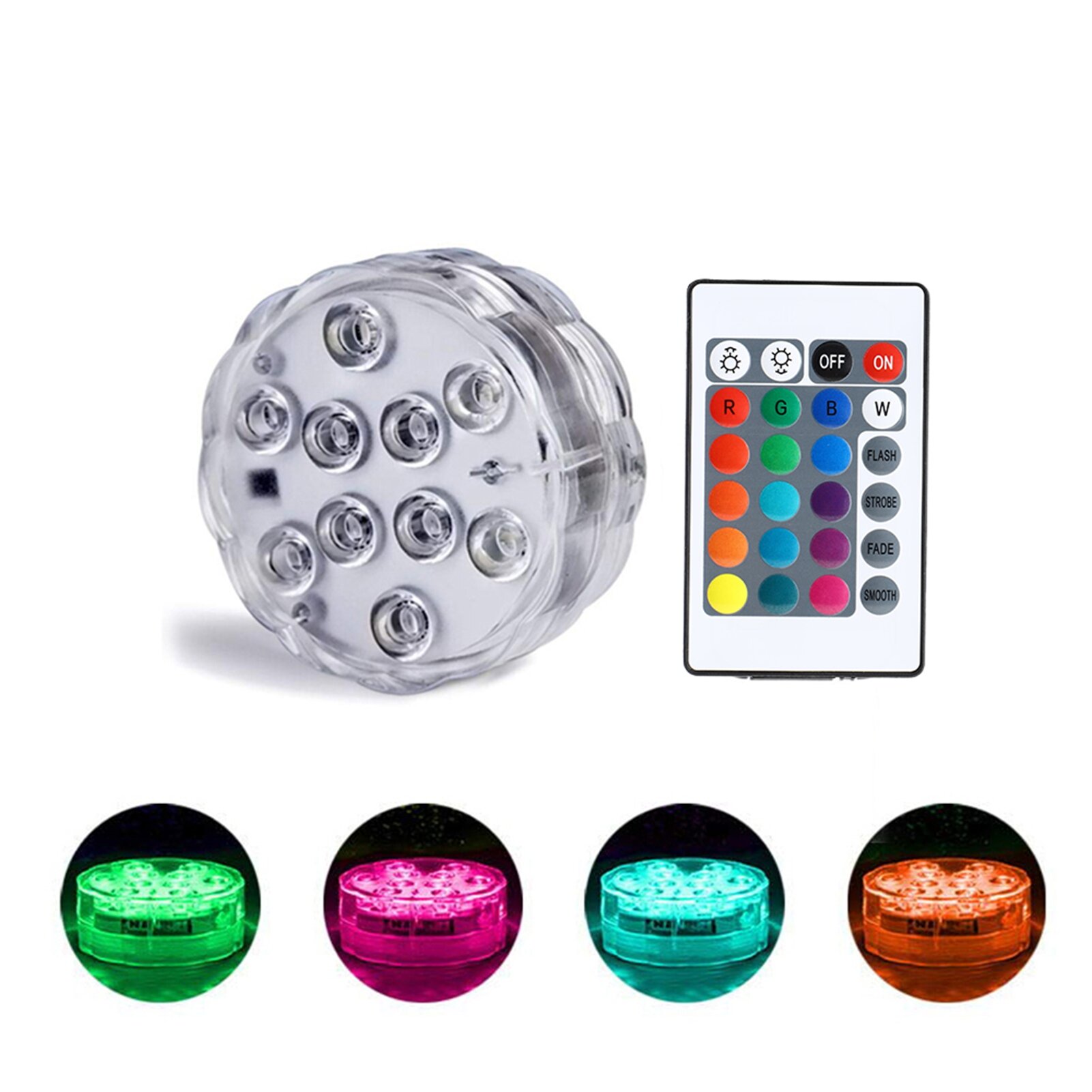 LED Lights with Remote Waterproof Underwater Led Pad Battery Operated for Aquarium Hot Tub Pond Pool Base Vase Garden Wedding Party