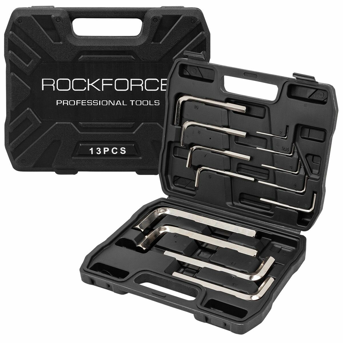 Ключи Г-образные 6-гранные Rockforce набор 13 предметов (2, 2.5, 3-8, 10, 12, 14, 17, 19 мм) RF LIGHT-5137C(64482)
