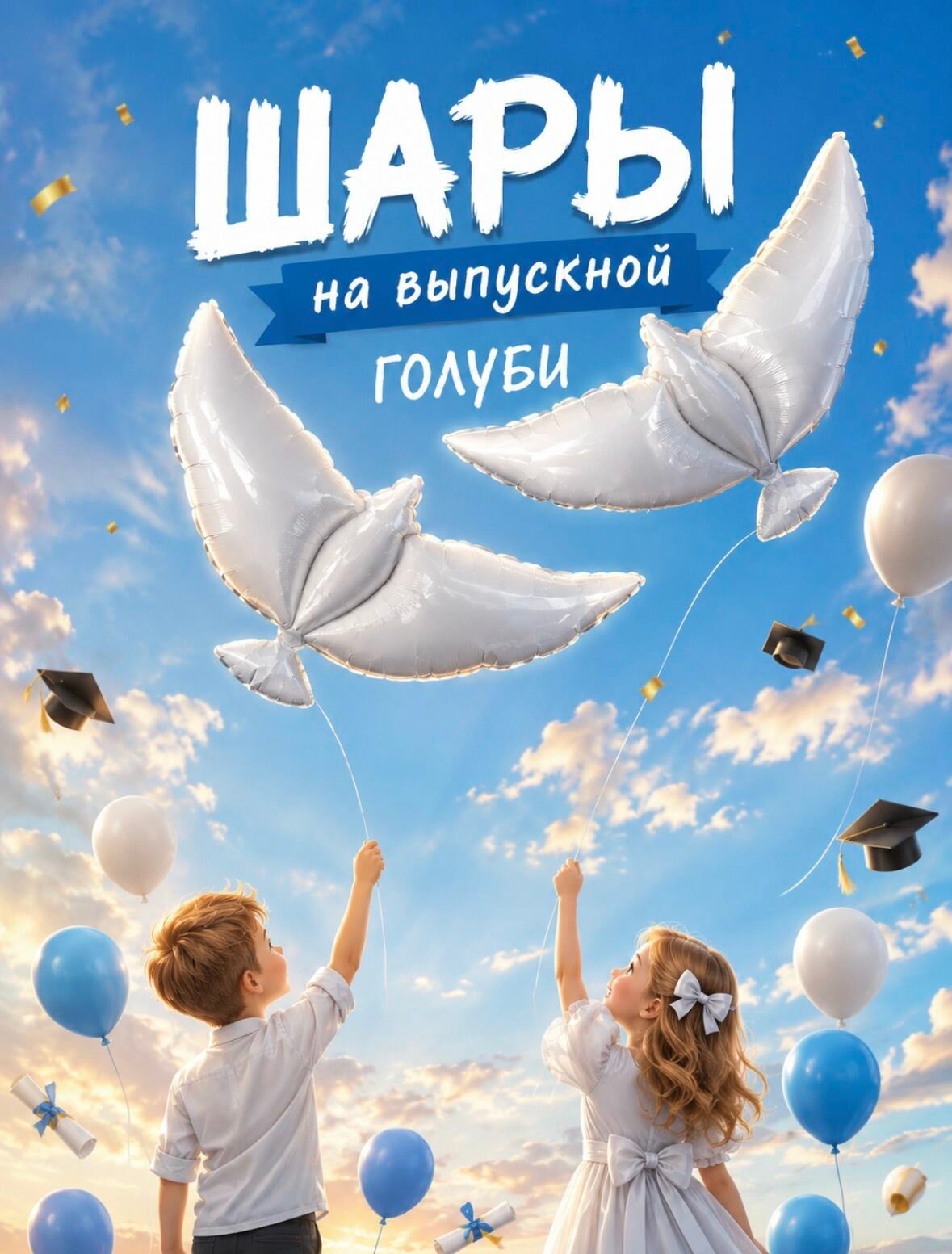 Шар на выпускной 86 см Фигура, Голубь, Белый