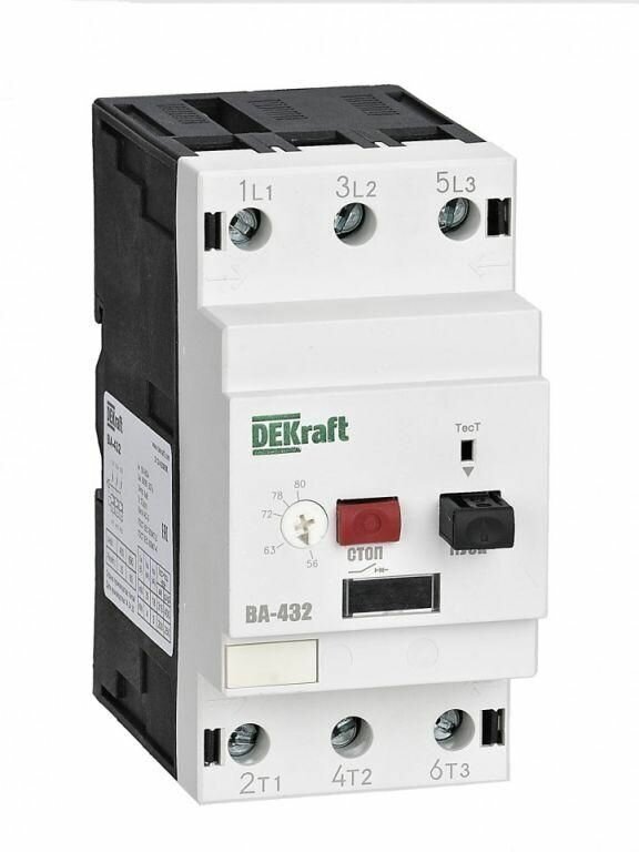 Выключатель автоматический для защиты двигателя 3п 56-80А 35кА ВА-432 DEKraft 21242DEK