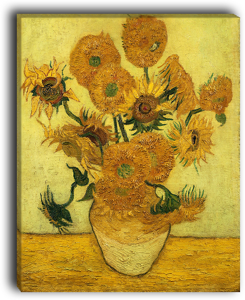 Картина "Подсолнухи на жёлтом фоне", Ван Гог, печать на холсте (90х113 см / на подрамнике)