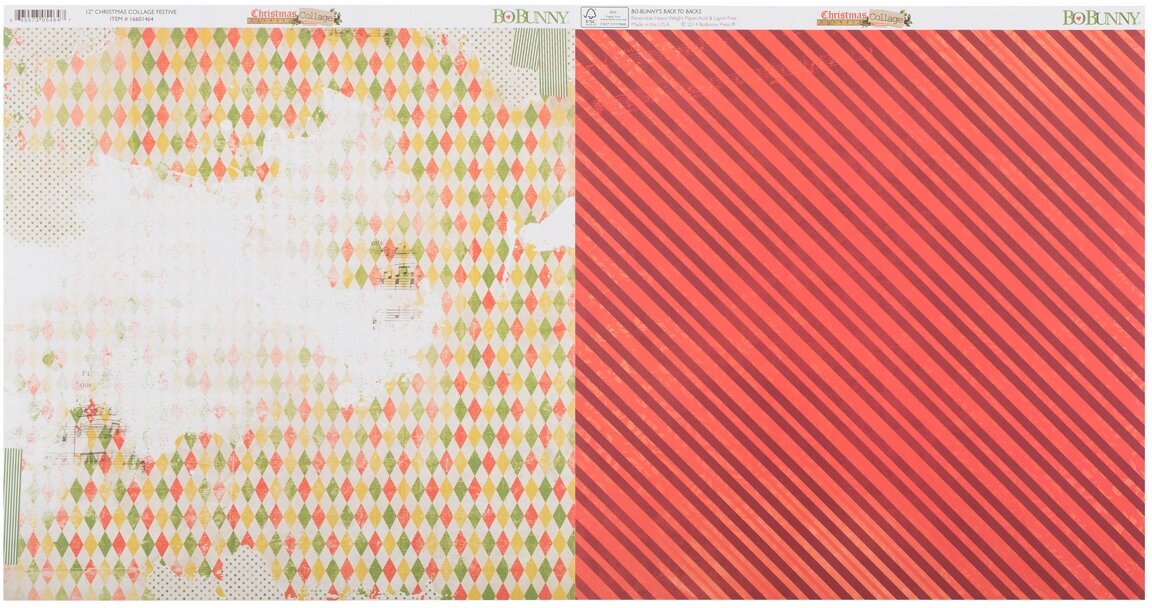BoBunny Christmas Collage Festive бумага для скрапбукинга 180 г/м² 30.5×30.5 см
