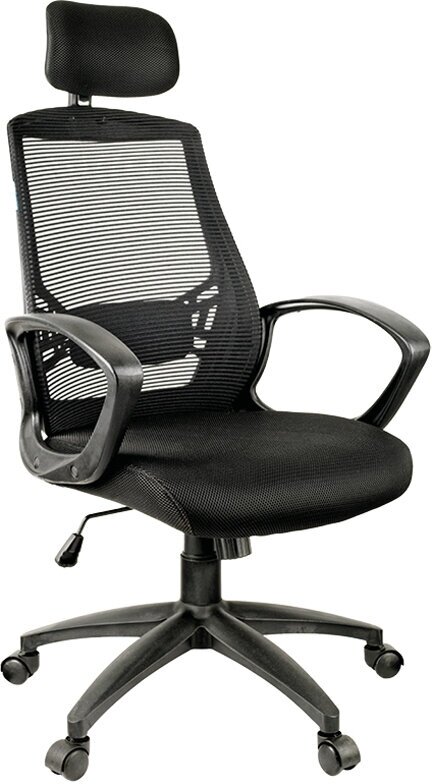 Кресло руководителя Helmi HL-E30 "Ergo" LT, регулируемые подголовник и поясничный упор, ткань черная