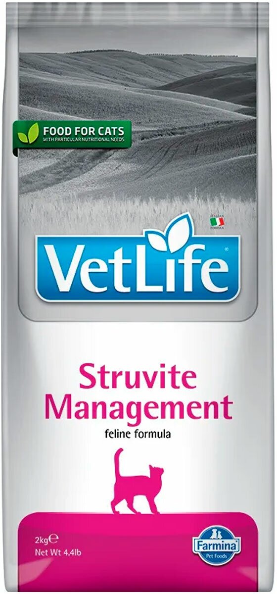 FARMINA VET LIFE FELINE STRUVITE MANAGEMENT для взрослых кошек при мочекаменной болезни струвиты и цистите (2 кг)