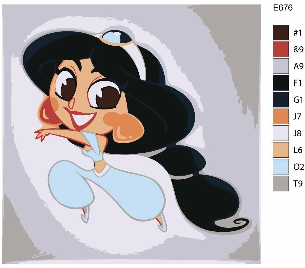 Детская Картина по номерам E676 "Мультфильм Алладин. Жасмин" 30х30