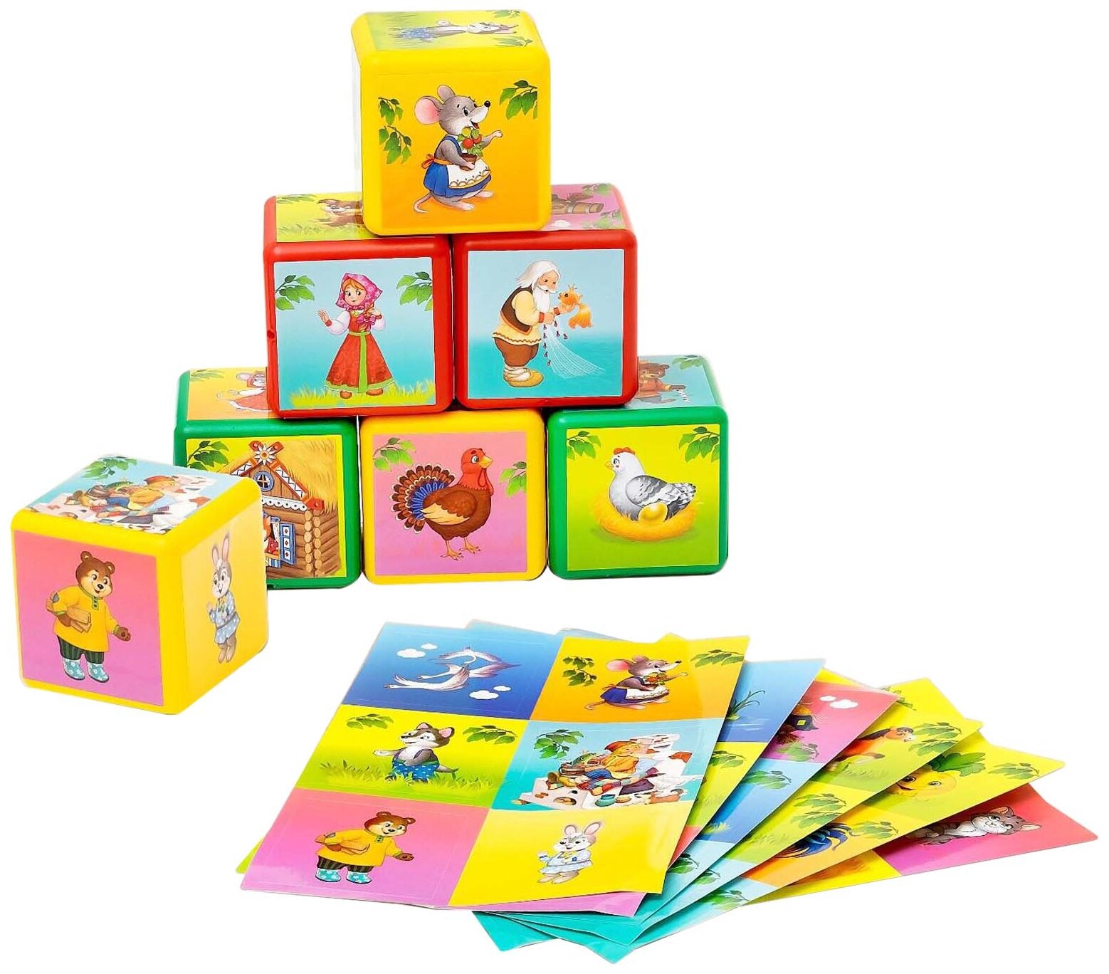 Набор цветных кубиков Соломон «Сказки», 6 штук, 6 х 6 см 4326071