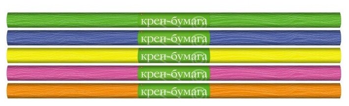 Бумага креповая в рулоне, в дисплее, 5 цветов микс флуоресцентные, цвета в ассортименте. Цена за 1 рулон
