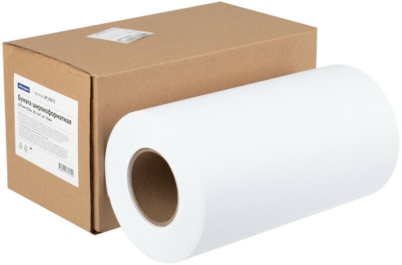 Бумага широкоформатная OfficeSpace, 297мм*150м, 80г/м2, вт. 76мм, для инженерных машин, 320503
