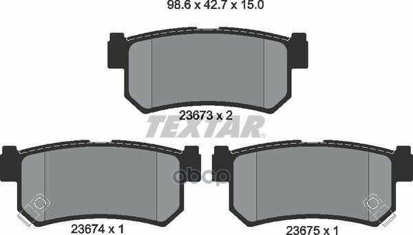 Колодки тормозные дисковые задн DAEWOO: REXTON 02-, SSANGYONG: ACTYON 06-, KYRON 05-, REXTON 02- Textar арт. 2367301