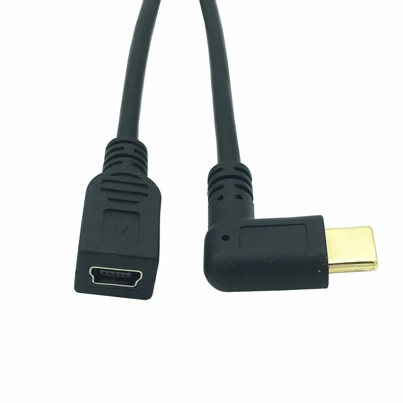 Mini USB - USB-C кабель 90° Черный