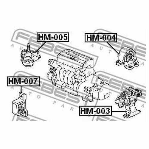 Опора двигателя Febest HM-007 для Honda Civic (2000-2006), Honda CR-V (2001-2007), Honda Elysion (2004-н. в.)