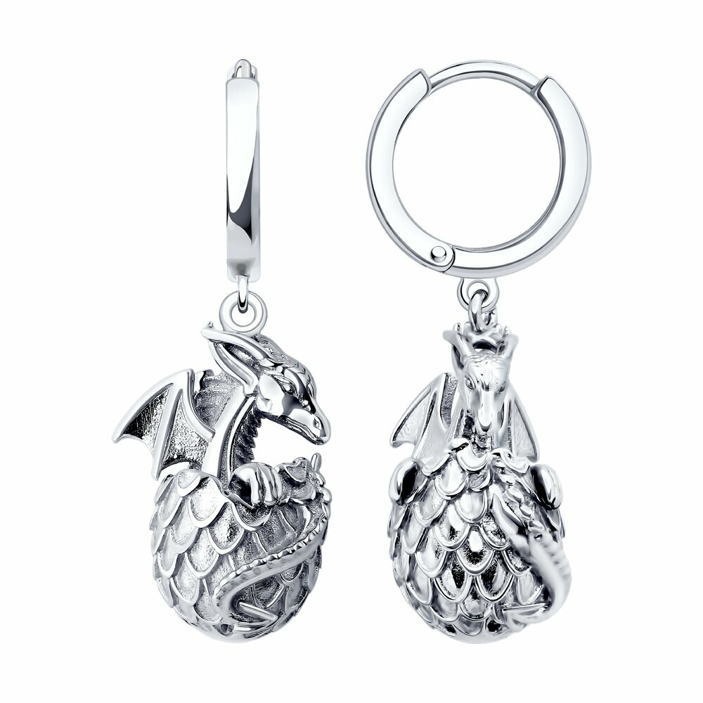 Серьги с подвесками, серебро, 925 проба, родирование