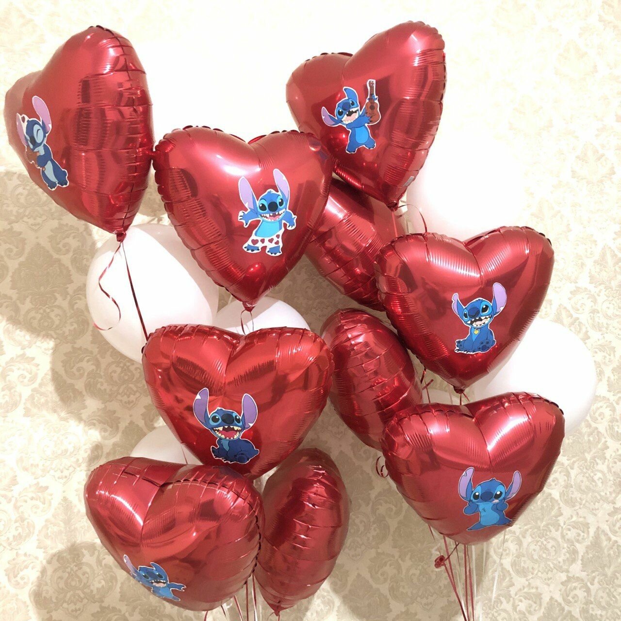 Фонтаны из шаров сердечки со Стичем