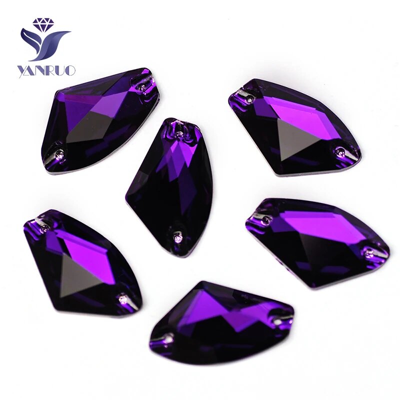 YANRUO 3256 стеклянные кристаллы для украшения одежды Фиолетовый, 12x19mm 16Pcs, Purple Velvet