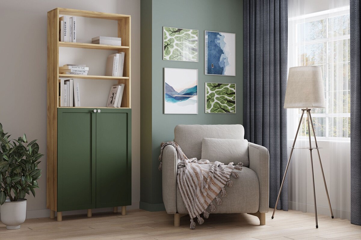 Стеллаж МебельЛэнд24 Билли Айден 23 Шарли Green 80x30x209 зеленый для книг