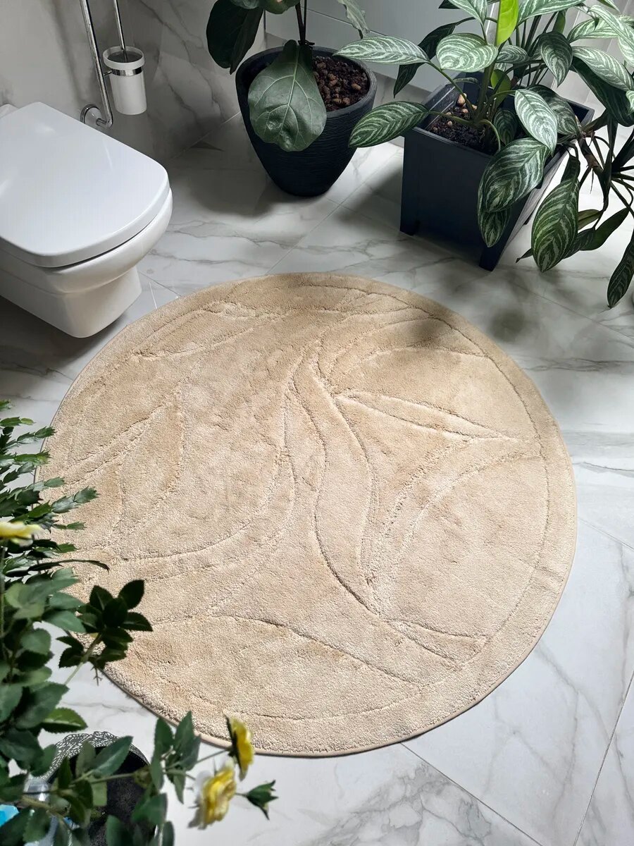 Коврик Natali's Carpets на пол круглый для ванной и туалета 80х80 см Турция