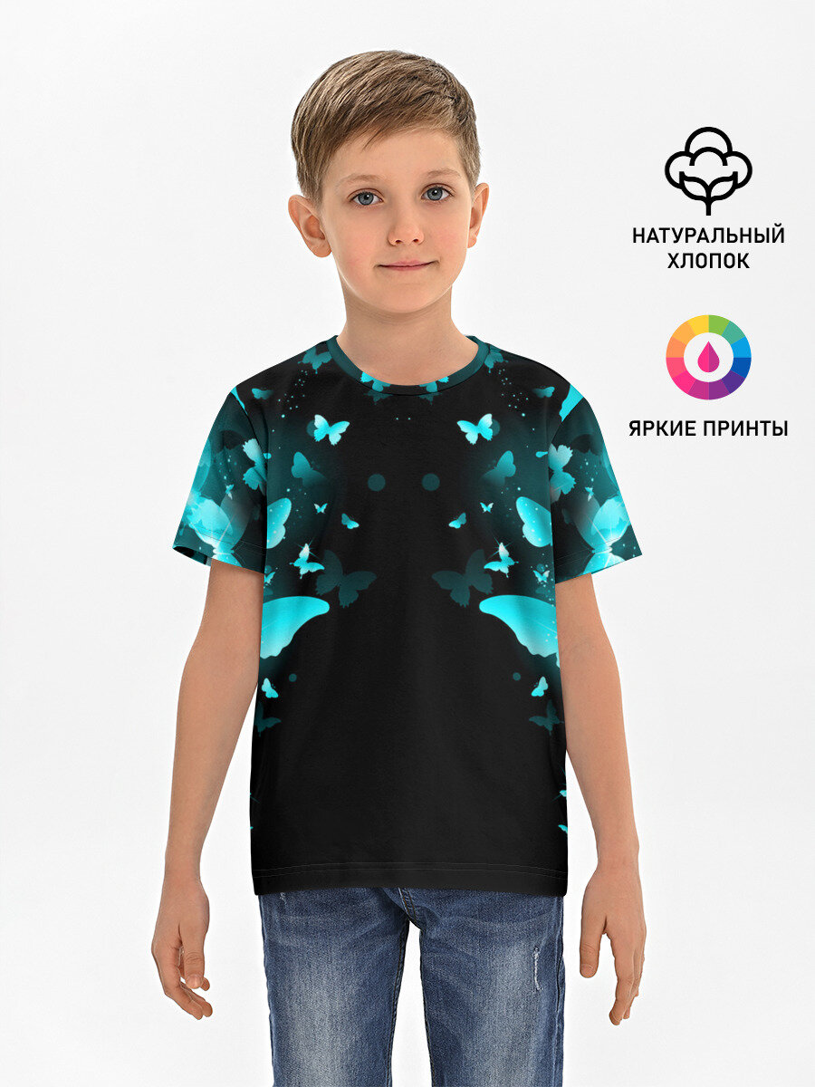 Футболка хлопковая детская НЕОНОВЫЕ БАБОЧКИ | NEON