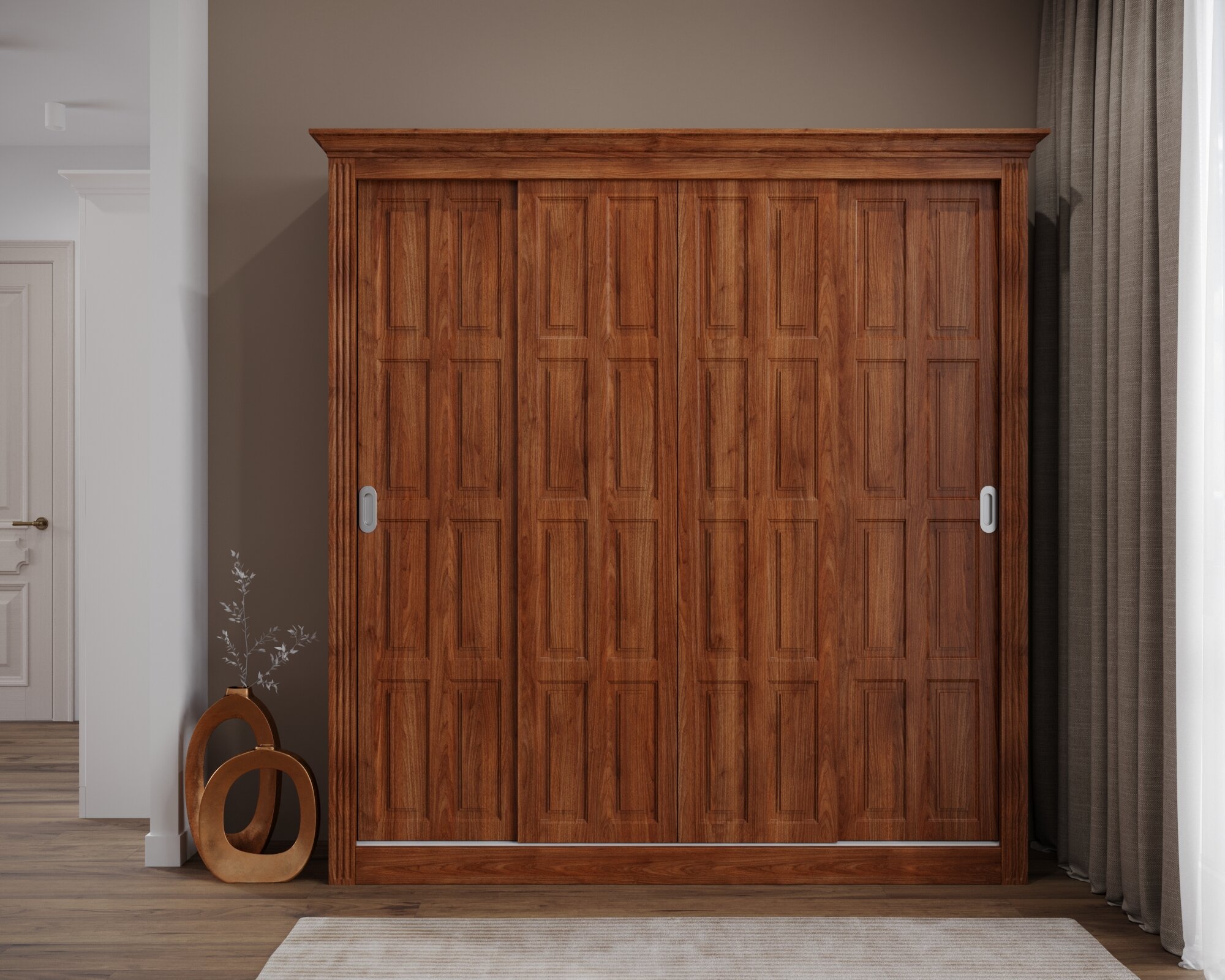 Шкаф купе для одежды Мебель на Руси "Классика 27" 230х200х60 Орех экко / орех гварнери