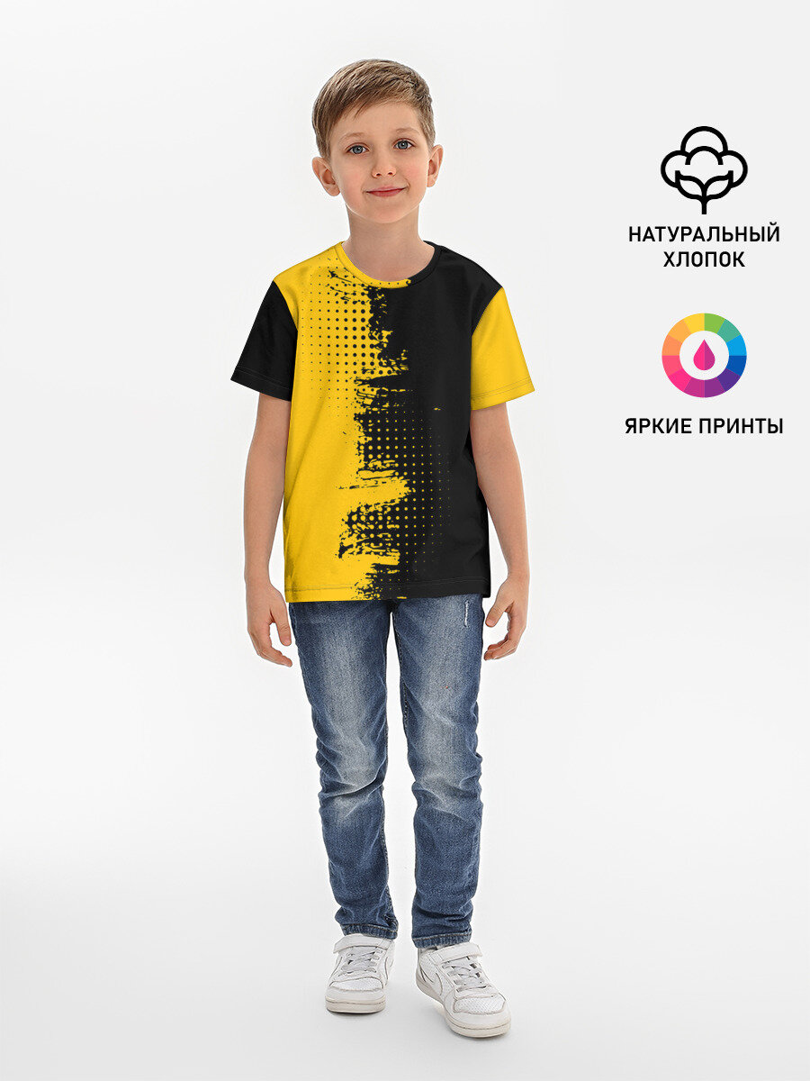 Футболка хлопковая детская ЧЕРНО ЖЕЛТЫЙ ГРАНЖ | GRUNGE (Z)