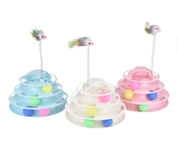 Игрушка (Nunbell) Пирамида с шариками и дразнилкой для кошек, 26х26х30см