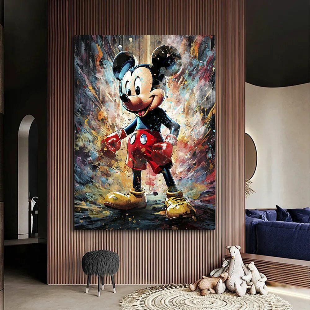 Постер мотивация, успешный Микки Маус , картина на холсте, 40х60 см.