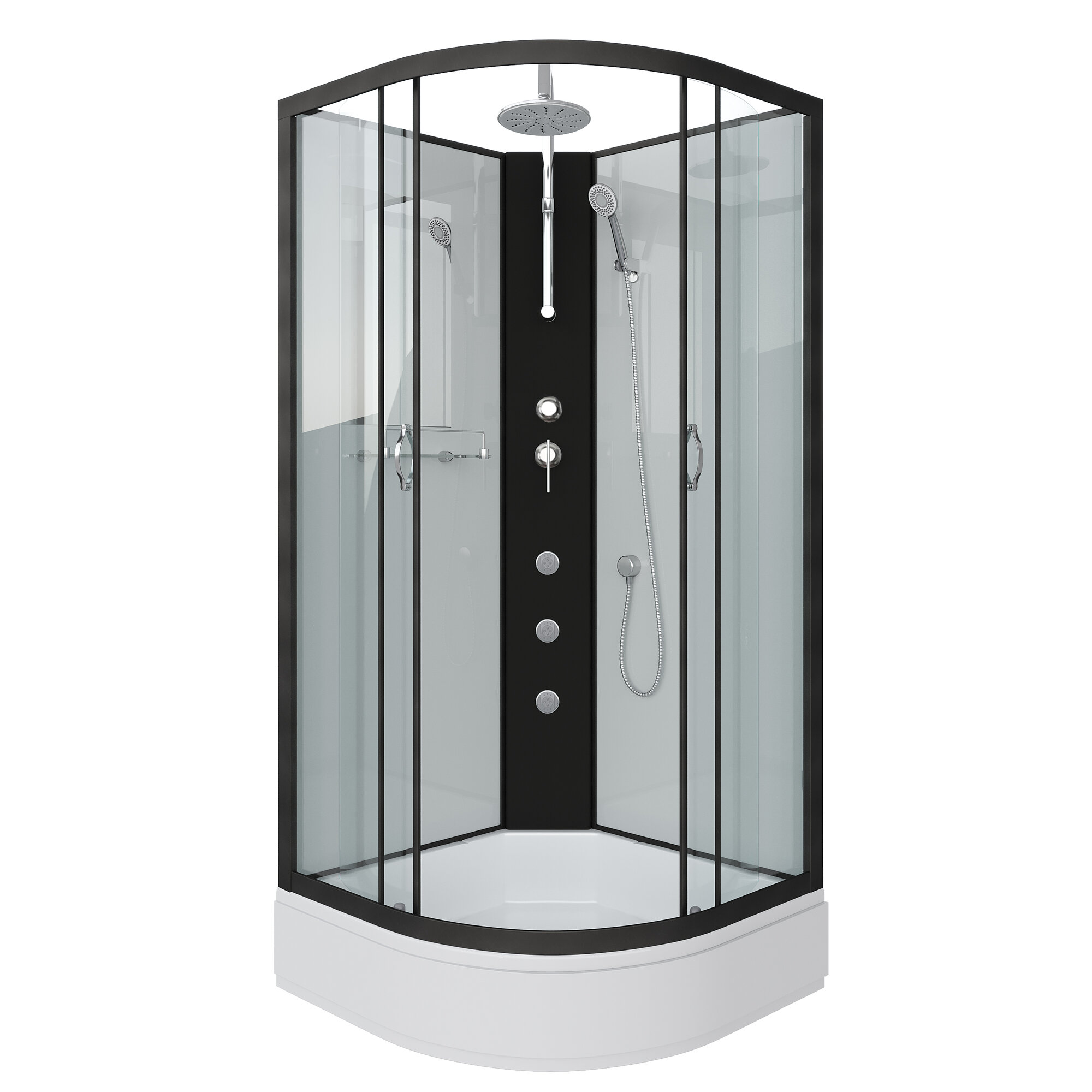 Душевая кабина Niagara Classic NG-6703-14BKTG (80х80х210) средний поддон(26см), черный, стекло прозрачное,4 места
