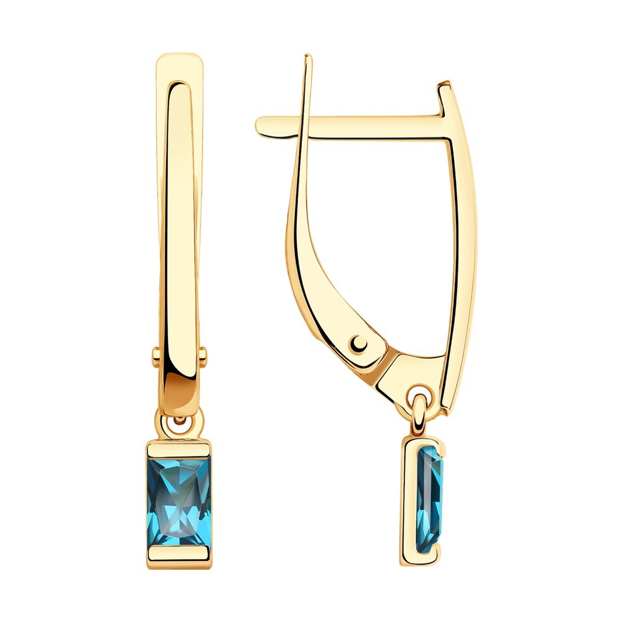 Серьги, красное золото, 585 проба, Лондон топаз