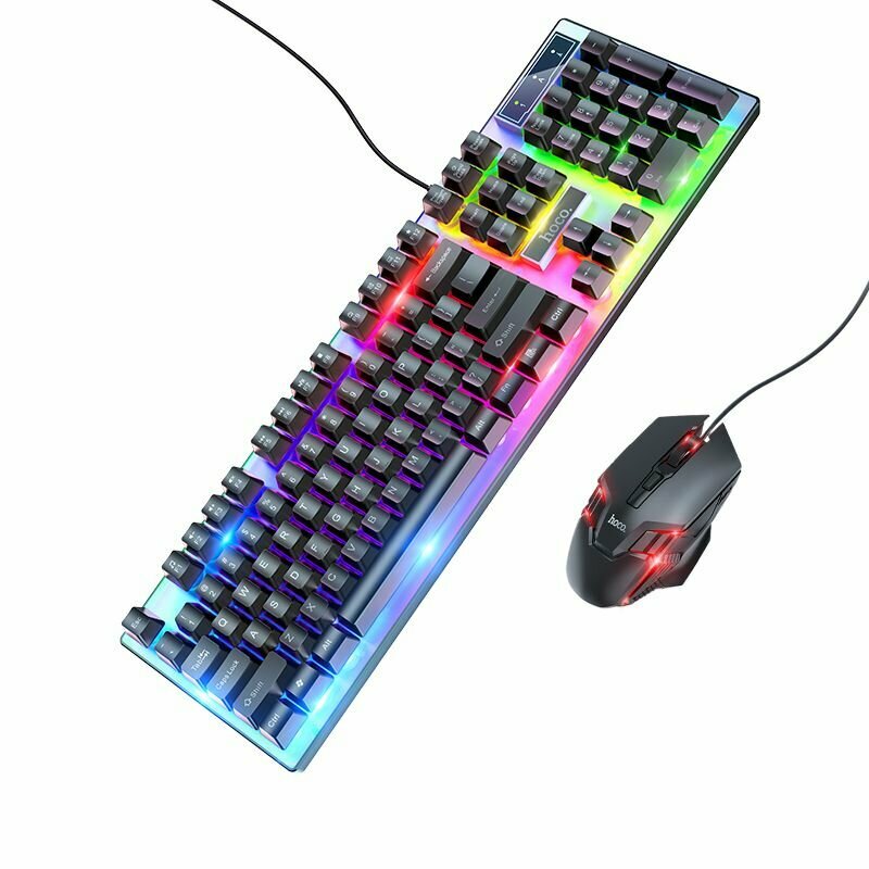 Проводной комплект клавиатура и мышь HOCO GM18 с подсветкой, черный