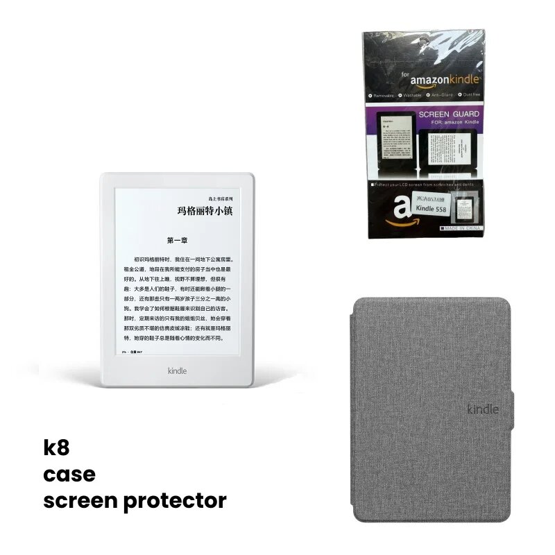 Kindle 8 черный, чехол и защита экрана