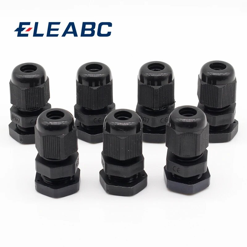 10 шт PG7 черные пластиковые Водонепроницаемые кабельные сальники соединения