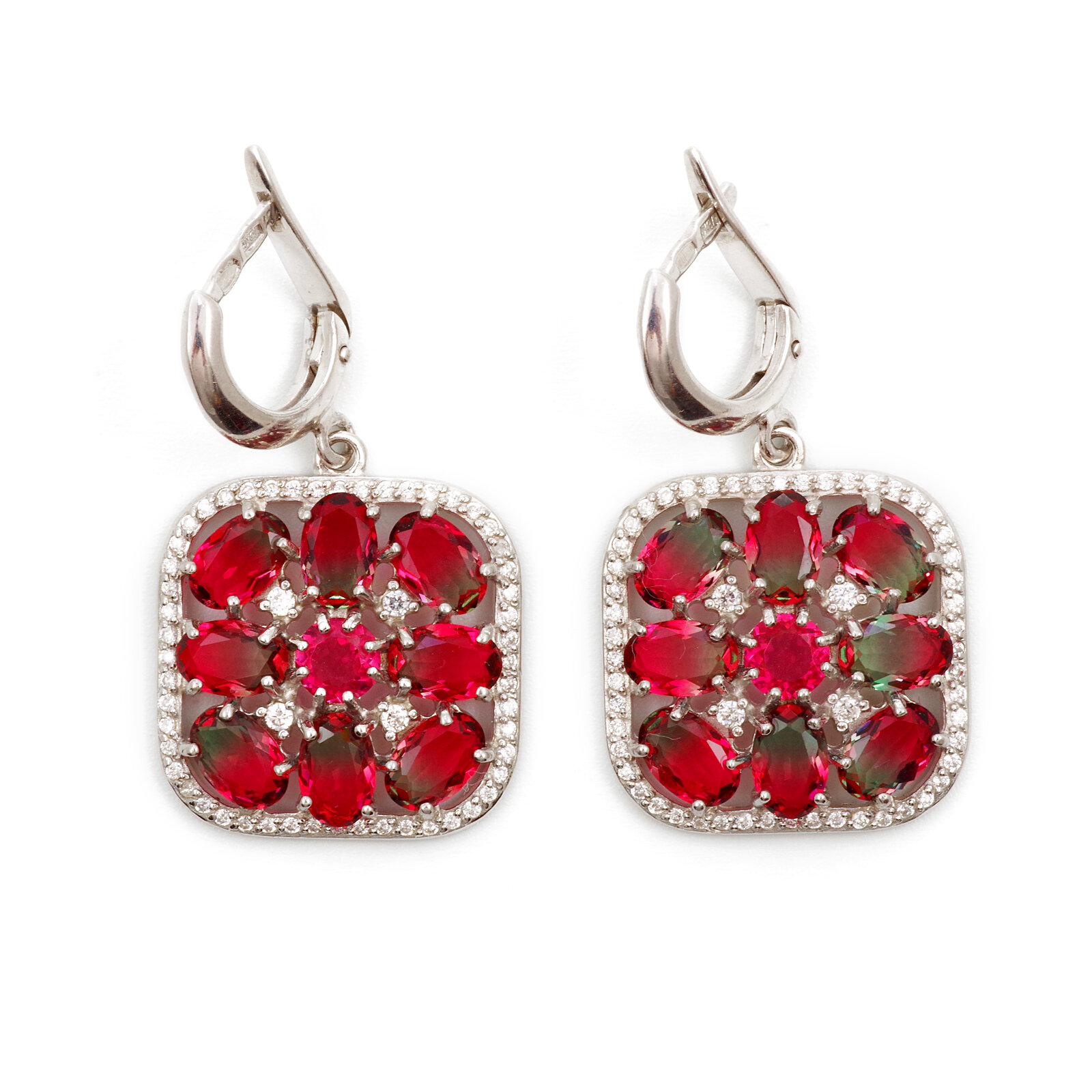 Ювелирный комплект: кольцо, серьги, серебро, 925 проба, родирование, фианит