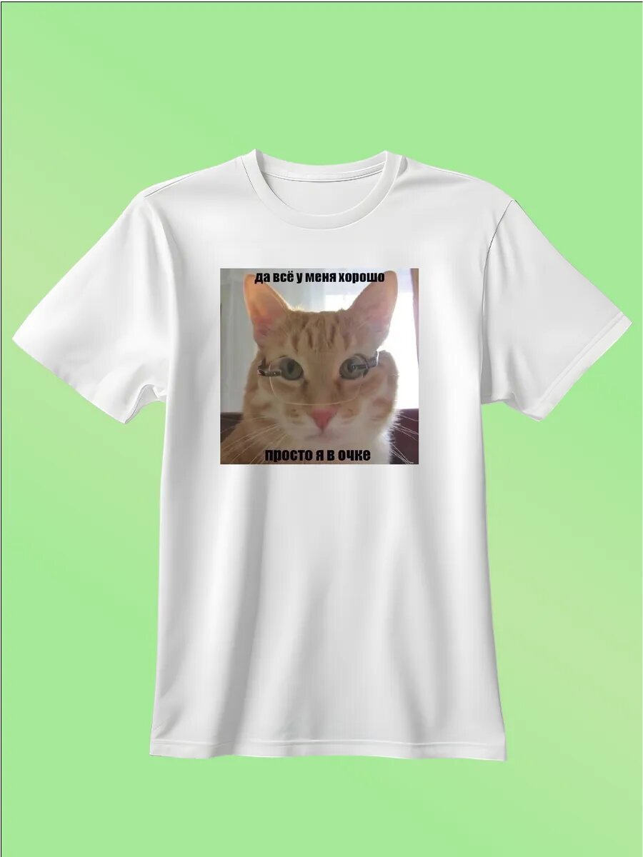 Футболка Zerosell котик мем в очках