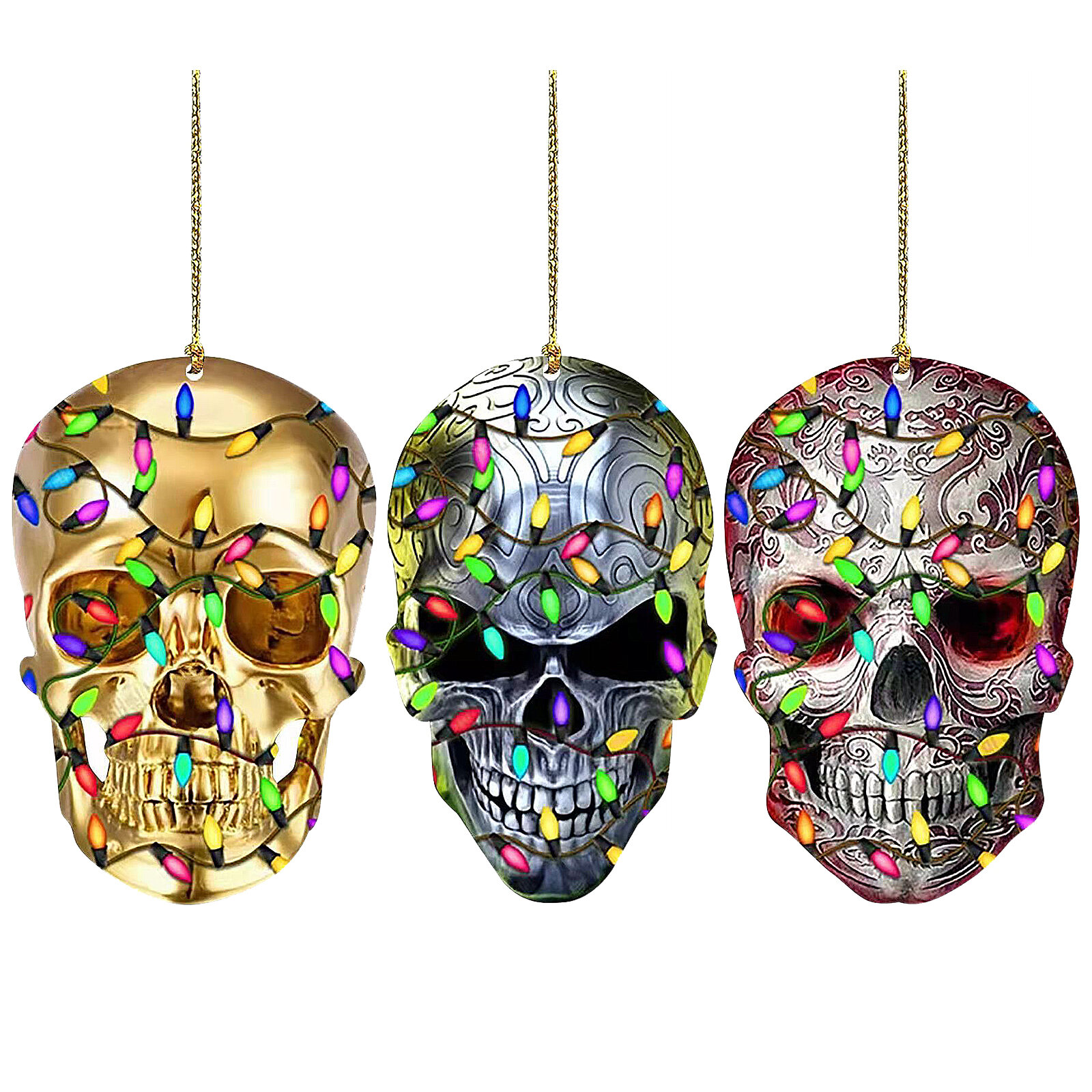 Кулон в виде черепа из фильма ужасов для автомобильного зеркала заднего вида, украшение в виде черепа на Хэллоуин и Рождество.