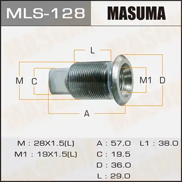 MASUMA MLS-128 футорка колесная m28x1.5 / m19x1.5\ mitsubishi