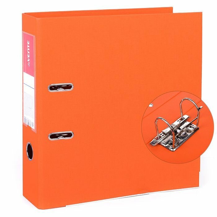 Папка с арочным механизмом deVENTE Оранжевая, A4, 75 мм, PP, разобранная, металлическая окантовка, карман (3093802)