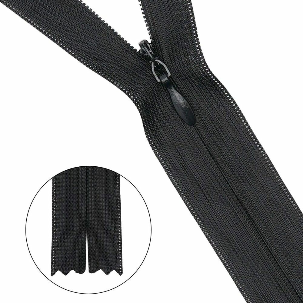 Молния айрис потайная неразъемная т3 50 см нейлон 580 черный, 10 шт