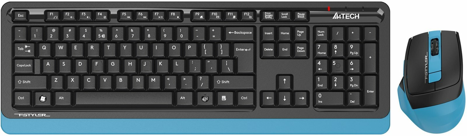 Клавиатура A4Tech + мышь Fstyler FG1035 клав: черный/синий мышь: черный/синий USB беспроводная Multimedia (FG1035 NAVY BLUE)