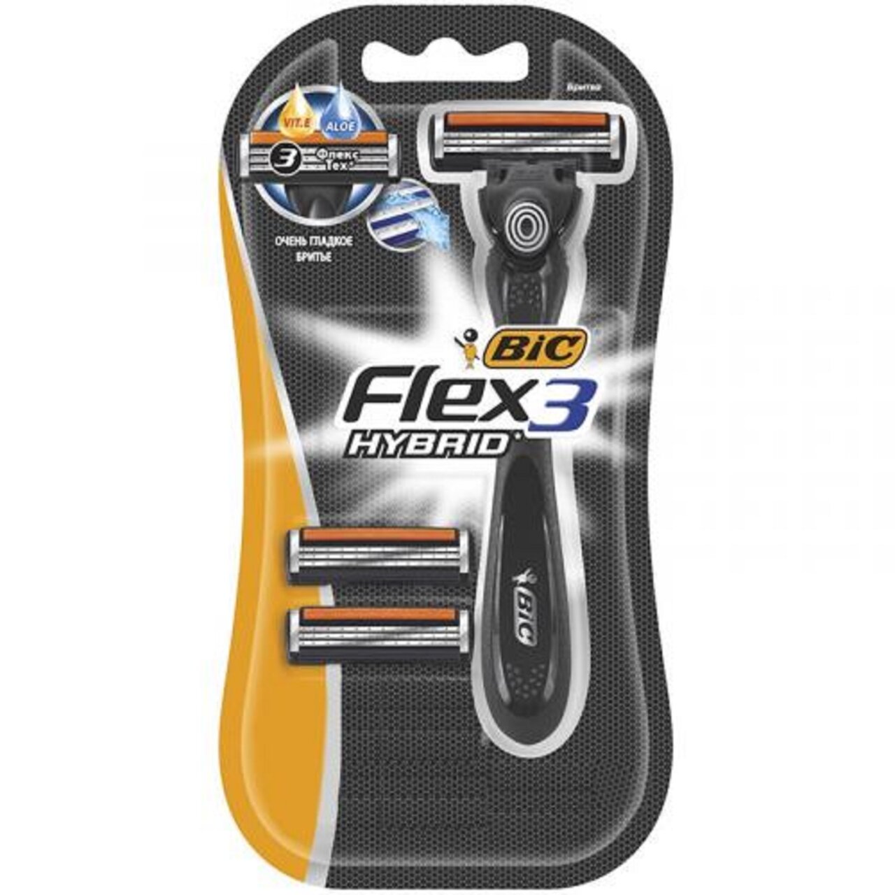 Bic Flex 3 Hybrid станок бритвенный с 2 кассетами, бритье лица без раздражения