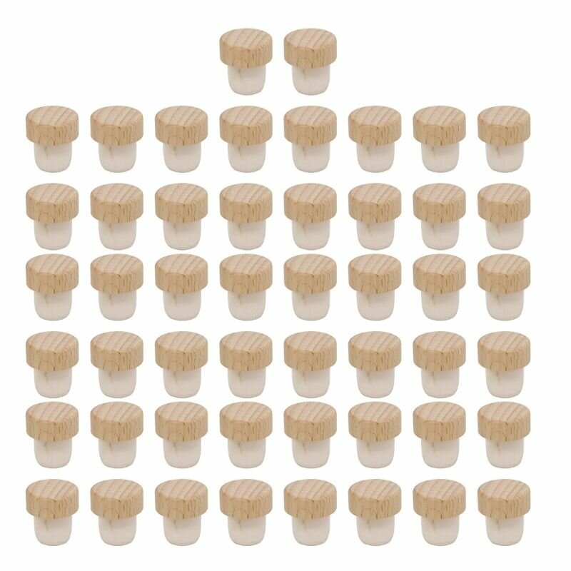 50шт, полимерная деревянная винная пробка-деревянная плоская головка