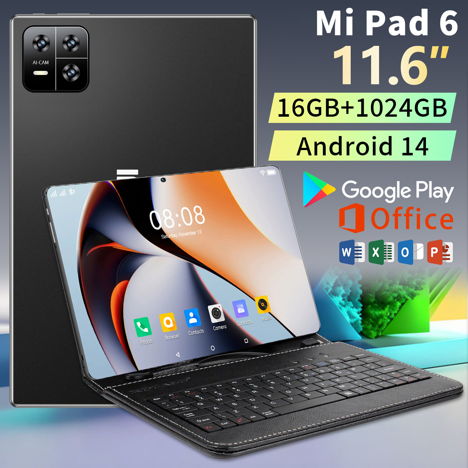 Игровой планшет Mi Pad 6, Android 14, 11.6", 1024ГБ, 3G/4G/5G