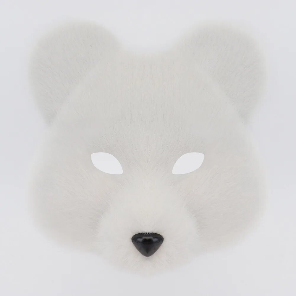 Плюшевая маска медведь Белый, Single Yard-White