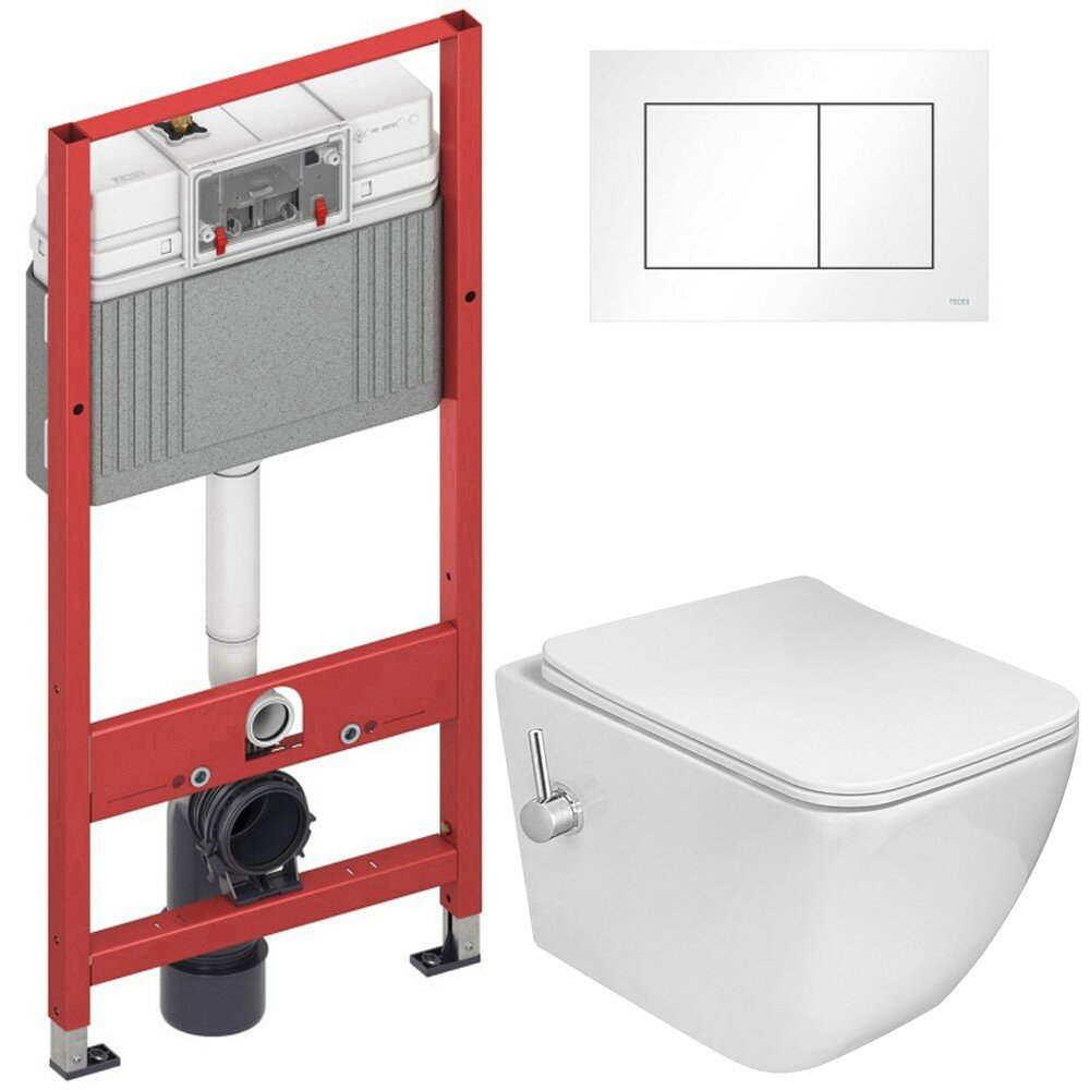 Инсталляция TECE 9400413 + унитаз Esbano Leon-WBN безободковый с биде и смесителем