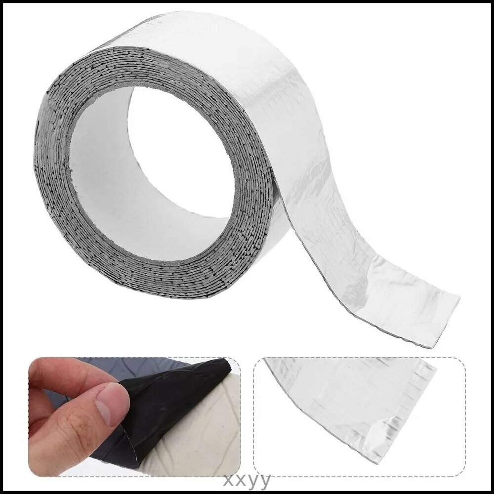 Самоклеящаяся водонепроницаемая алюминиевая бутиловая лента для ремонта труб и крыши, серебристаяПопулярен осенью