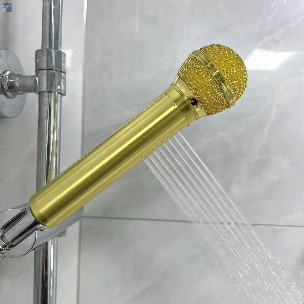 Лейка для душа в форме микрофона, стильная ручная душевая лейка, водосберегающая, хром, универсальное подключение 1/2"