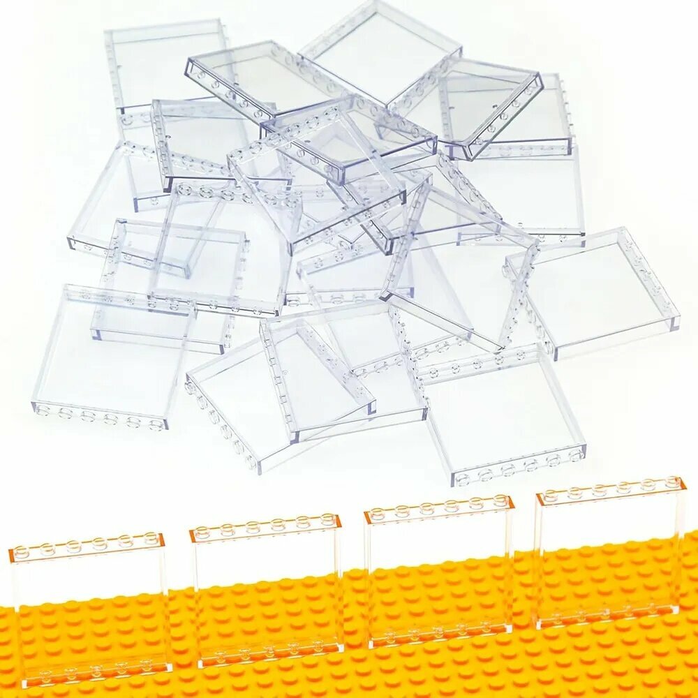 30PCS Clear Bricks 1x6x5 Classic - Window Volume Flat Block Set (Clear), отлично подходит для столов, ремесел и многого другого!