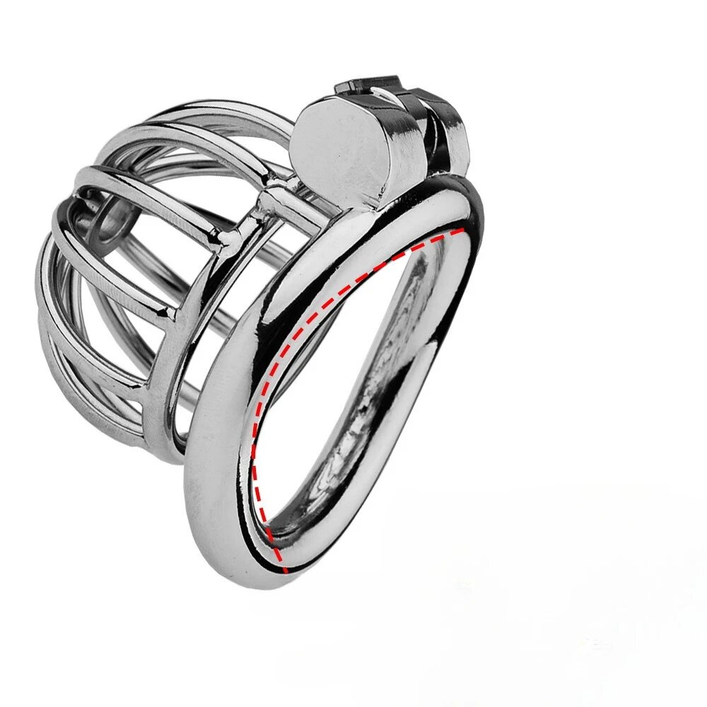 Металлическая клетка верности, мужская клетка 2-типа, клетка для пениса, кольцо Curved ring -50mm