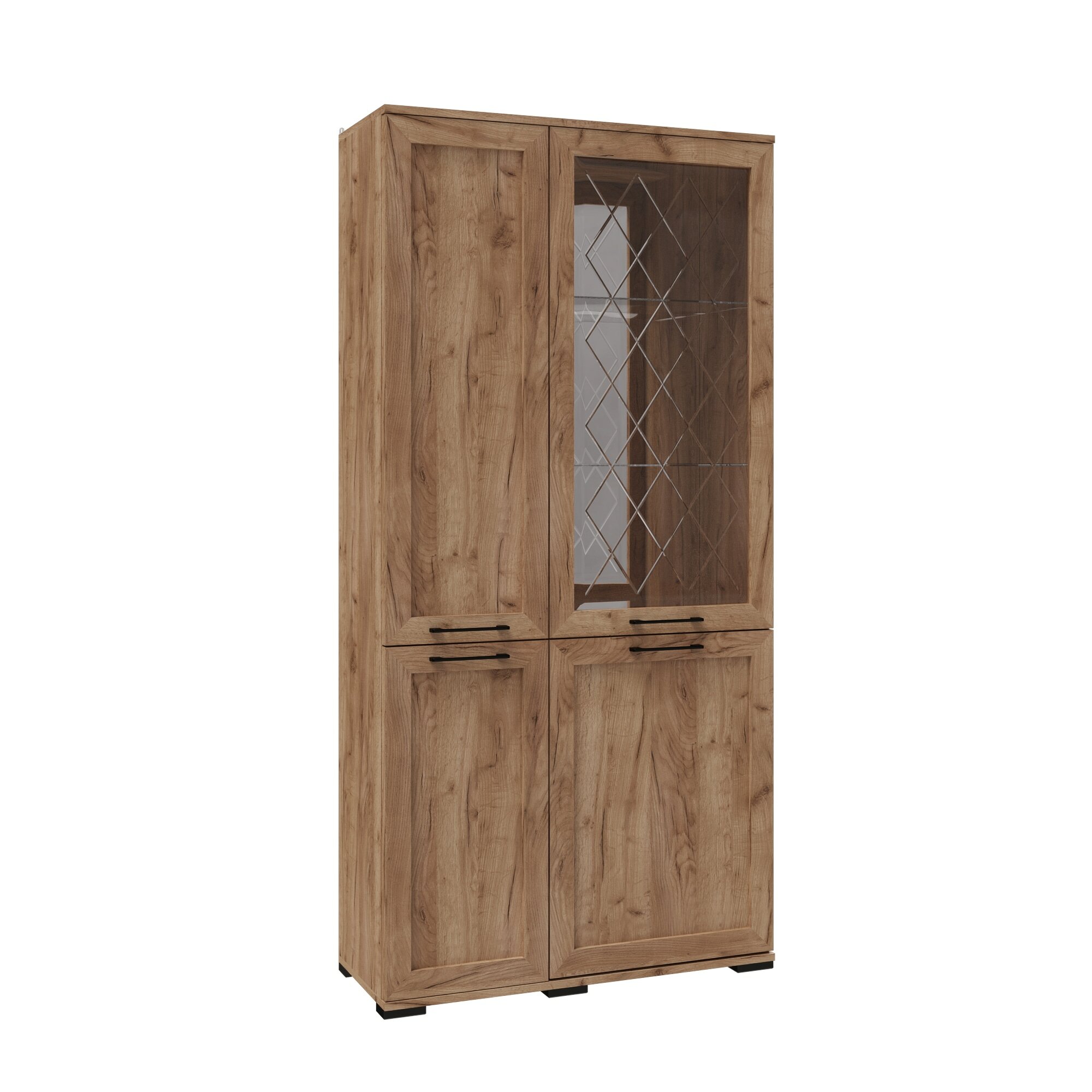 Гостиная София Шкаф с полками и витриной СШ-2 дуб крафт табачный (Микон)