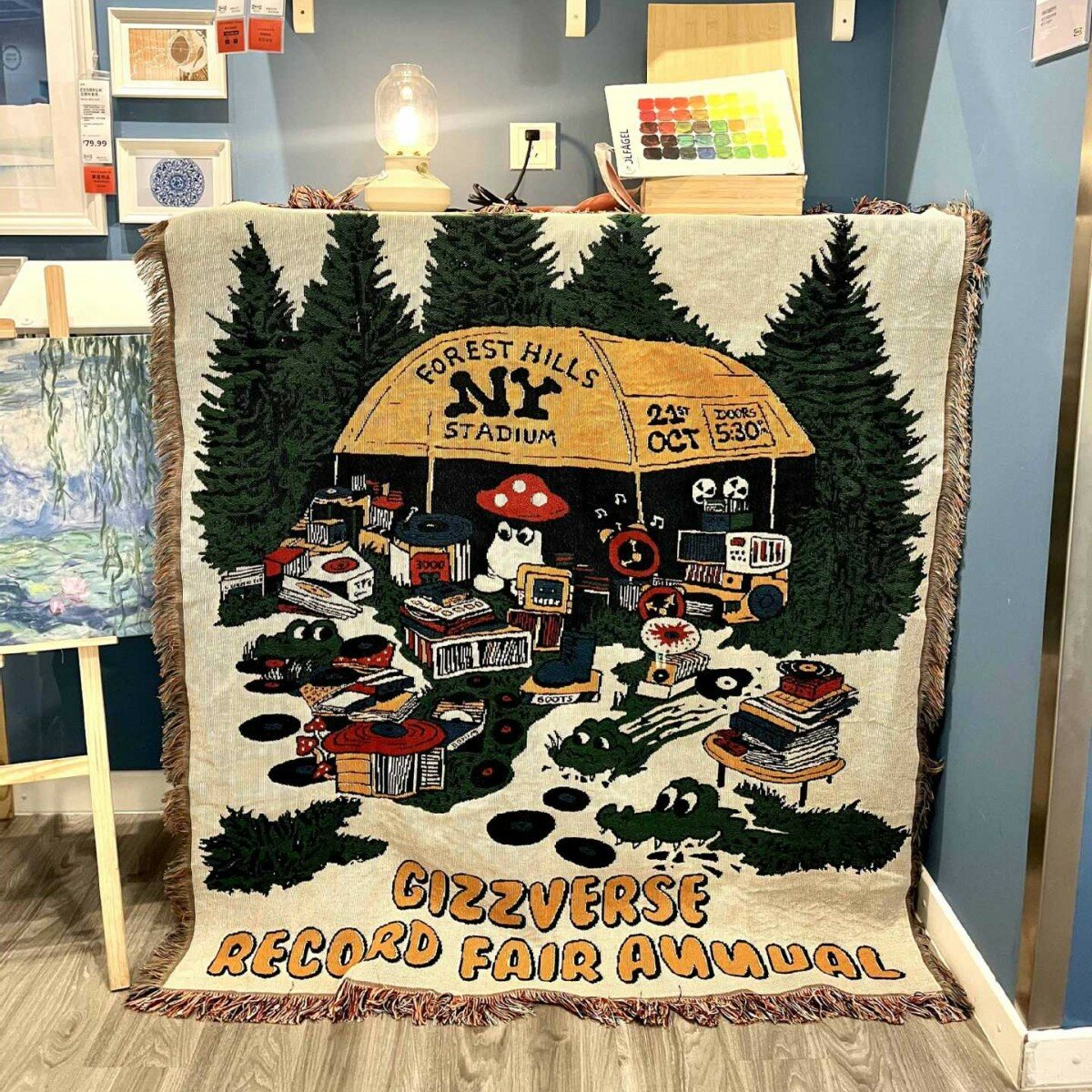 Плед "Пляжный", 130x160см, вязаный, с бахромой, Очень много крокодилов