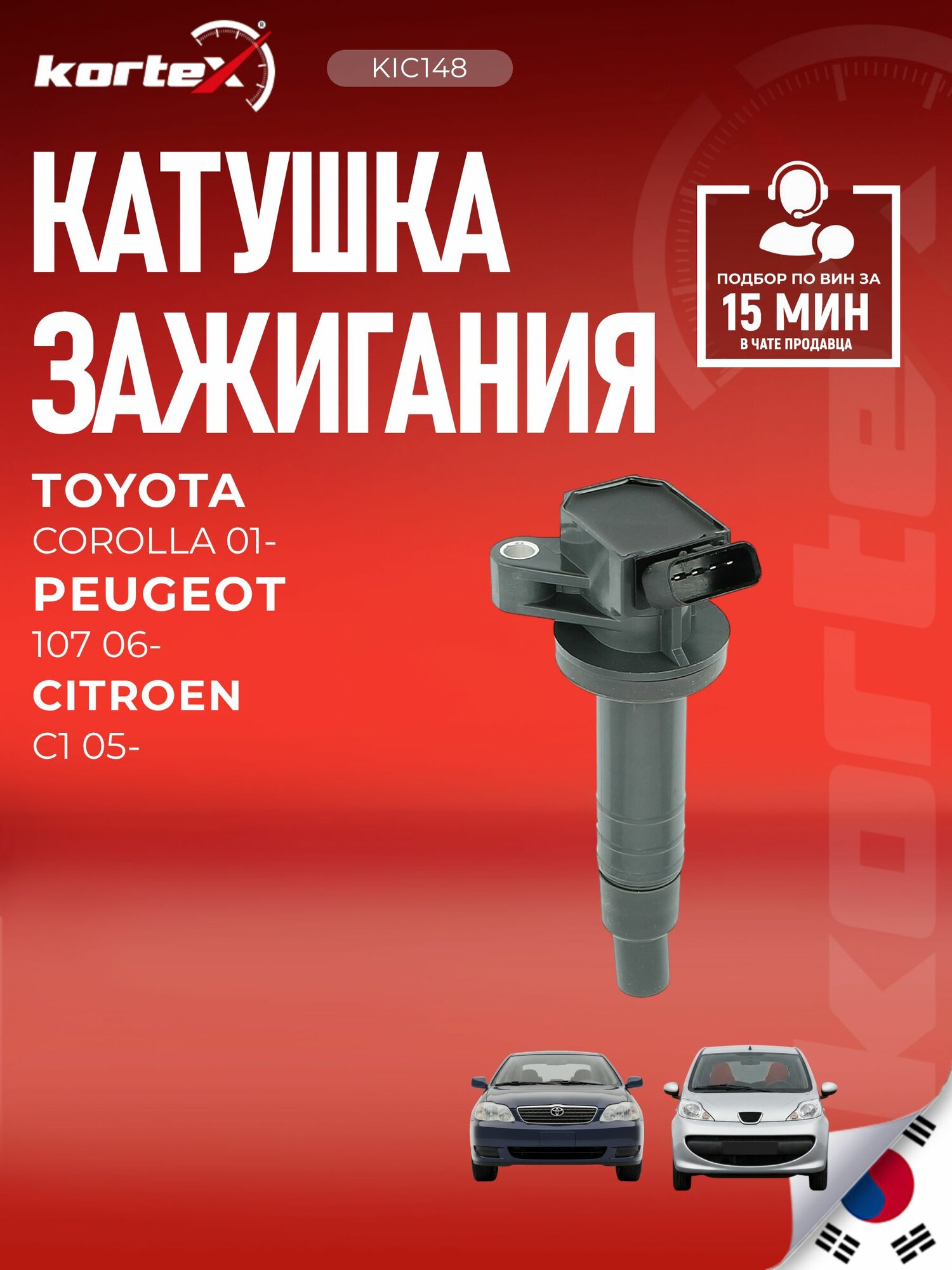 Катушка зажигания Peugeot Пежо 107 Toyota Тойота Corolla Королла 9091902239 9008019019